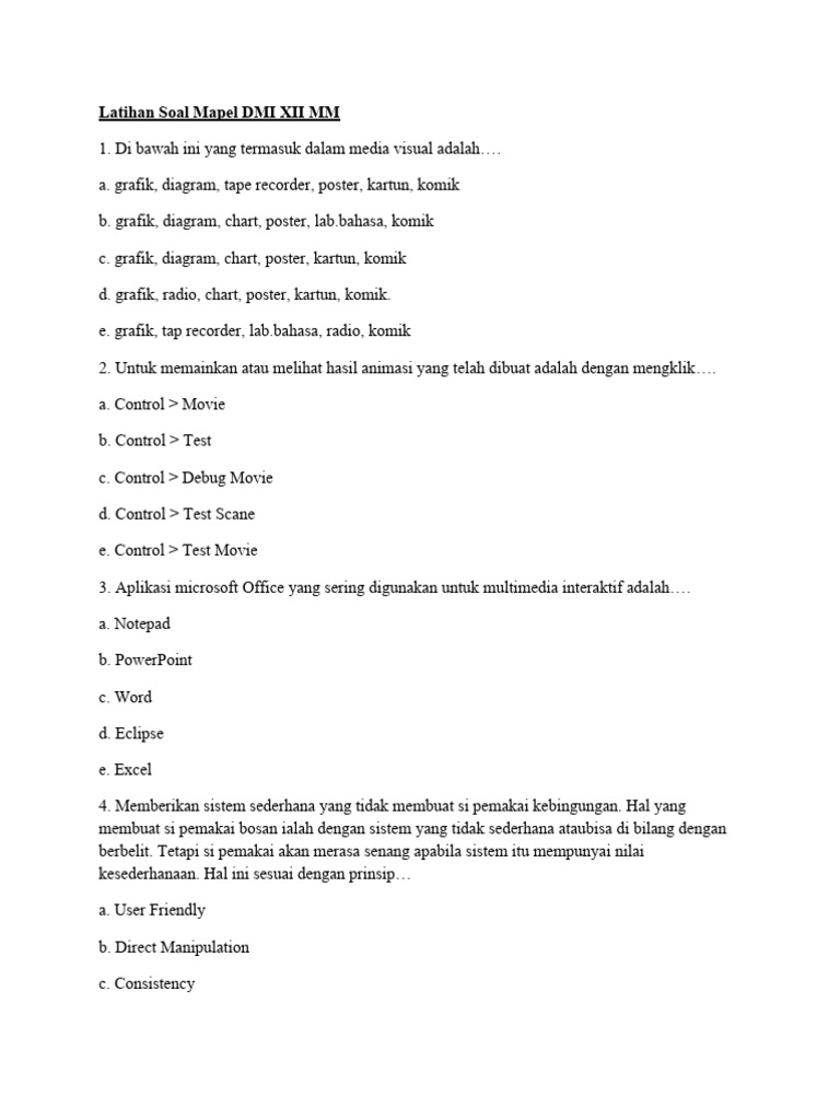 Latihan Soal DMI Kelas 12 | PDF
