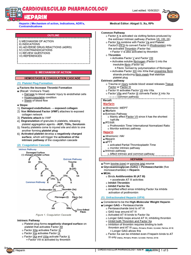Heparin: Mechanism, Indications, and Risks | PDF | Coagulation | Platelet