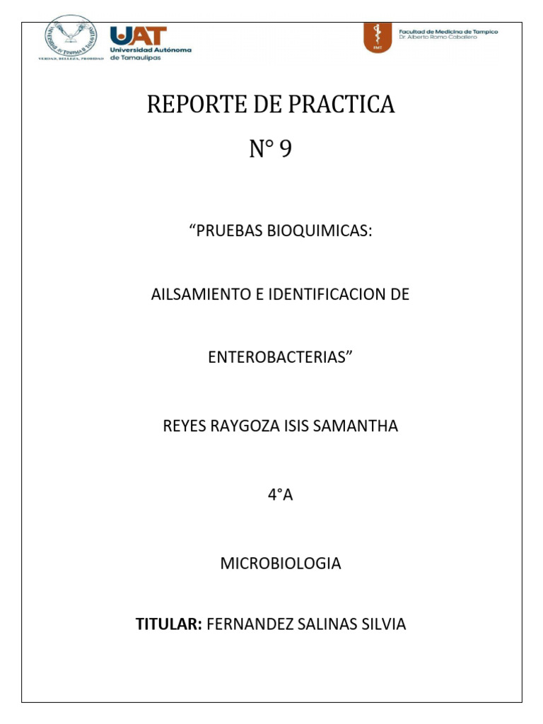 Reporte de Practica 9 | PDF | Especialidades Medicas | Química