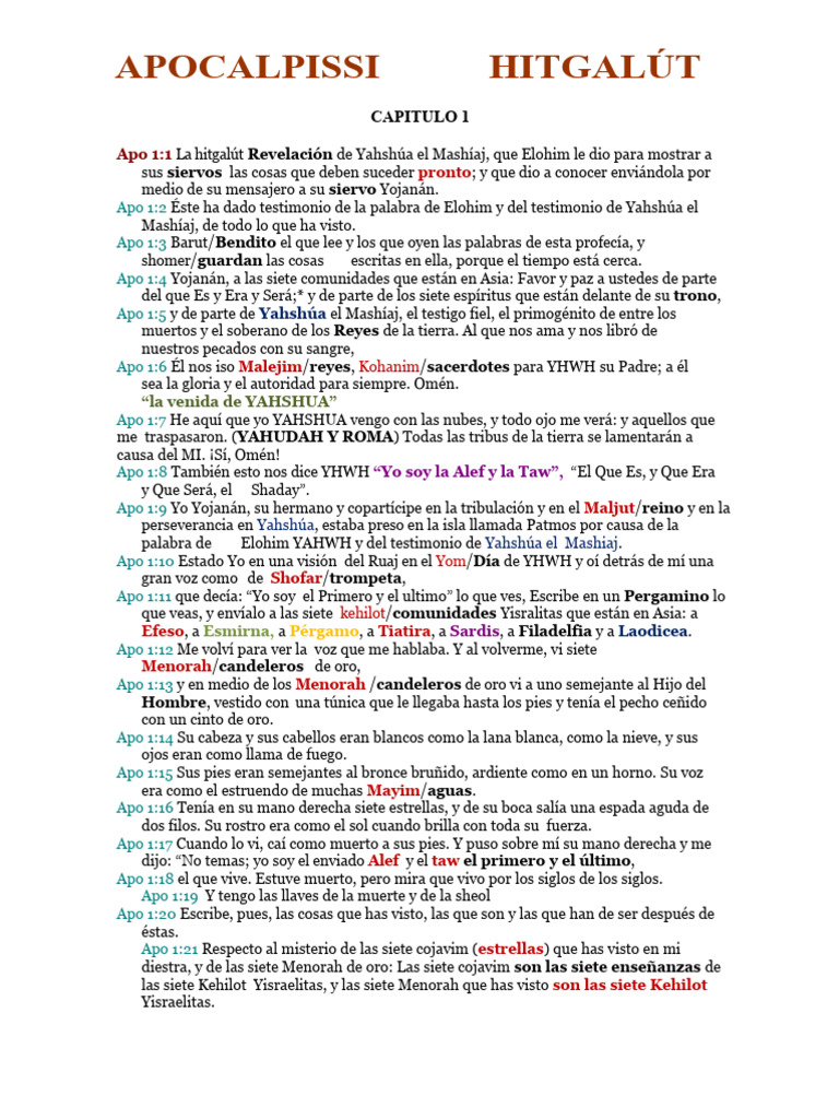 Revelaciones de Yahshúa en Apocalipsis | PDF | Religión y espiritualidad