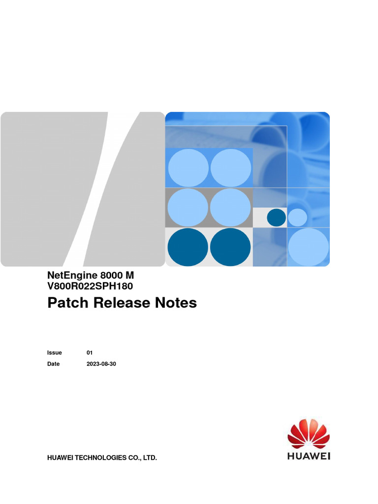 NE8000 M V800R022SPH180 Patch Release Notes | PDF | Proprietary ...
