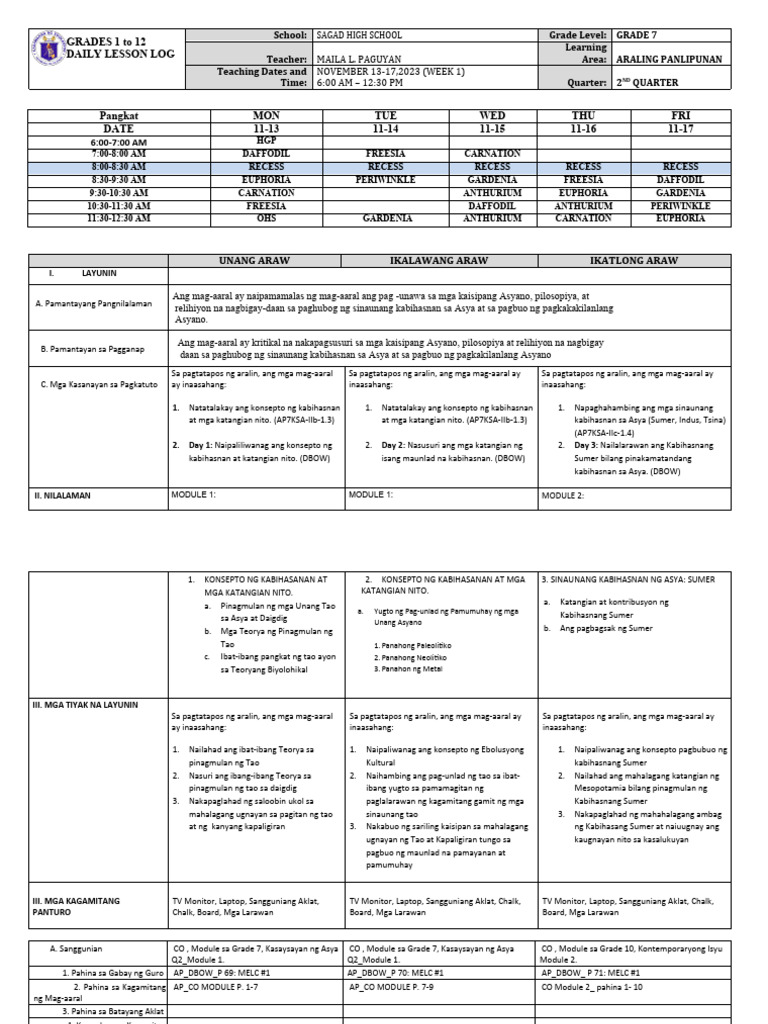 DLL AP7 Q2 Week-1 | PDF