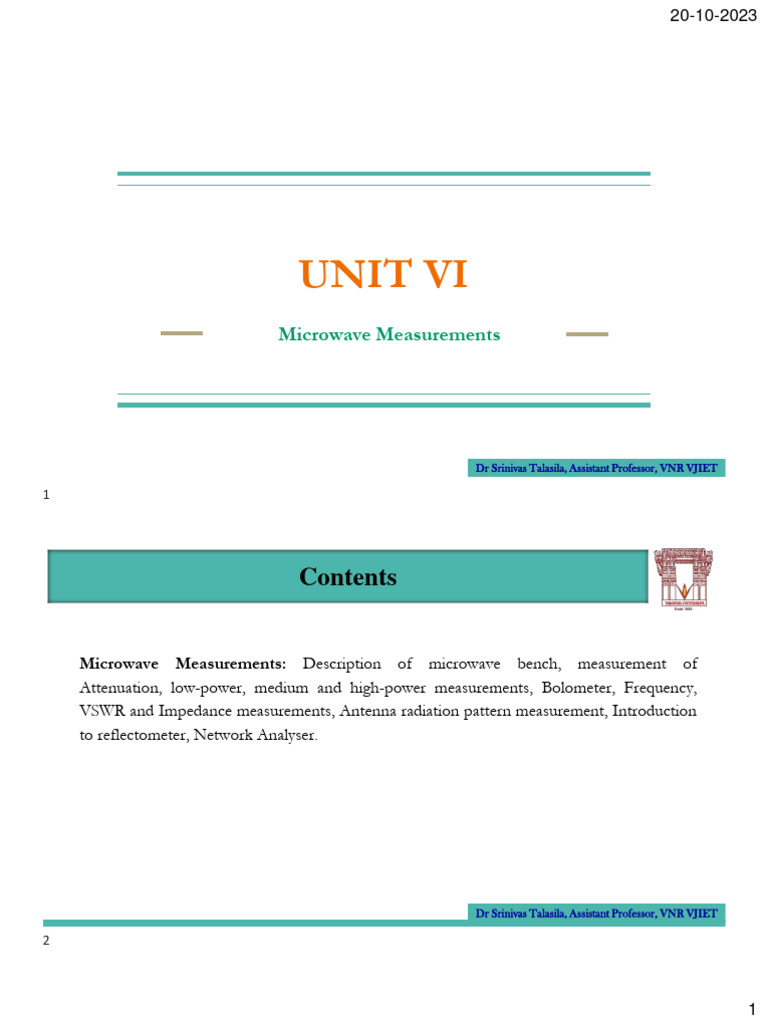 Unit VI | PDF | Antenna (Radio) | Microwave
