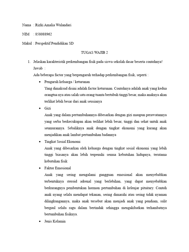 Tugas Wajib 2 Perspektif Pendidikan SD | PDF | Kesehatan Holistik