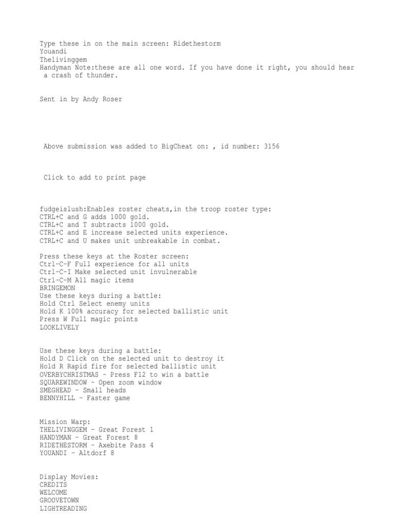 Dark Omen Edit and Cheats | PDF | Shield | Cavalry