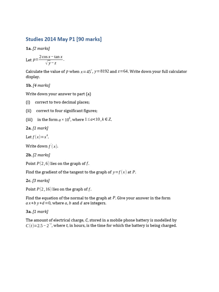 Studies 2014 May P1 | Download Free PDF | Significant Figures | Mathematics Of Computing