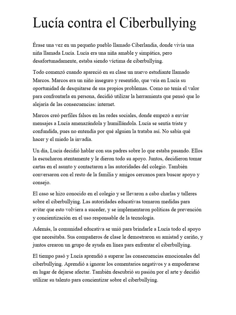 Cuento Cyberbullying | PDF | Acoso cibernético