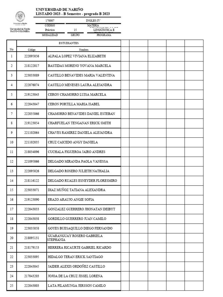 Modelo Listado en Excel 01 | PDF