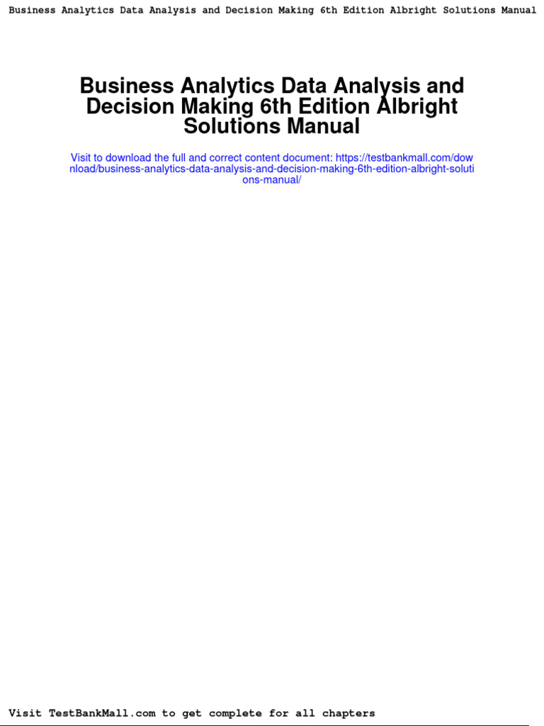 Business Analytics Data Analysis and Decision Making 6th Edition ...