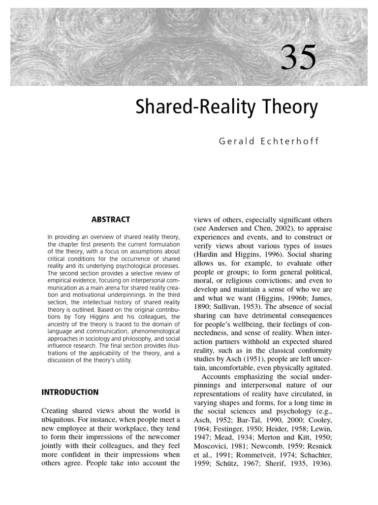 Echterhoff 2012 - Shared-Reality Theory | PDF | Reality | Motivational