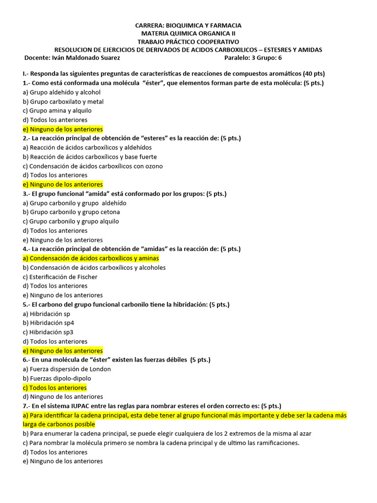 Esteres y Amidas | PDF | Ester | Amida