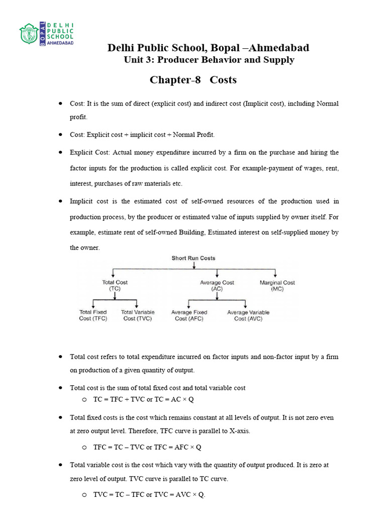 Notes Cost Analysis | PDF | Cost | Output (Economics)