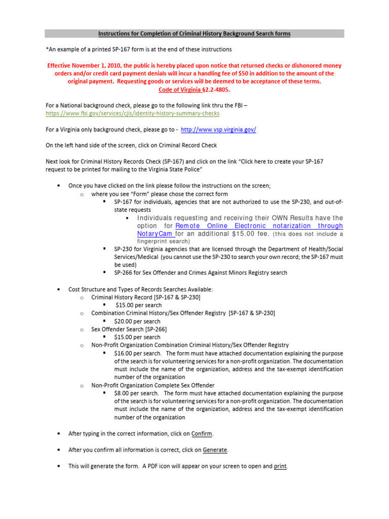 Virginia Criminal History Check Guide | PDF | Criminal Record | Credit Card