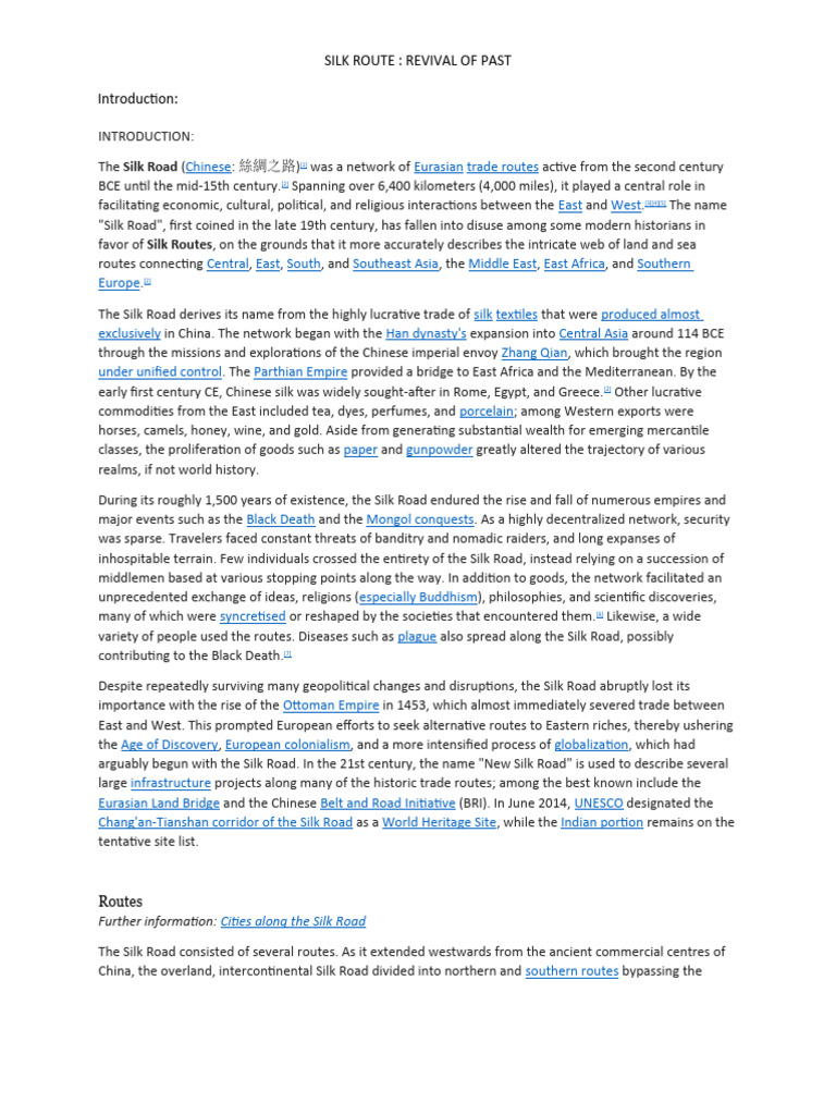 Silk Route Pdf Silk Road Tang Dynasty