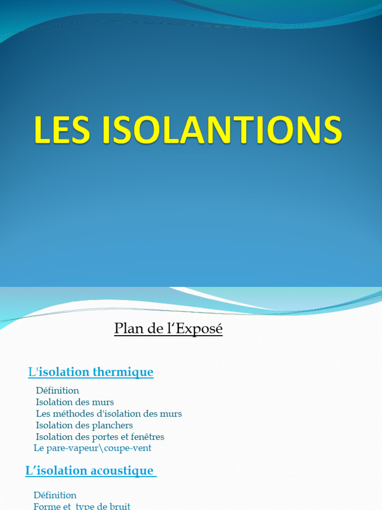 Isolation | PDF | Isolation thermique du bâtiment | Génie du bâtiment