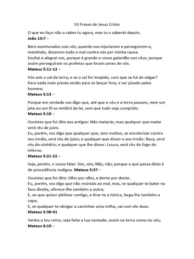 53 Frases De Jesus Cristo Pdf O Reino De Deus Pecado