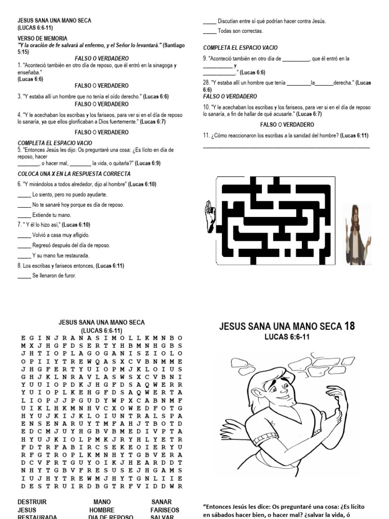 Jesús Sana la Mano Seca: Actividades Niños | PDF | Jesús