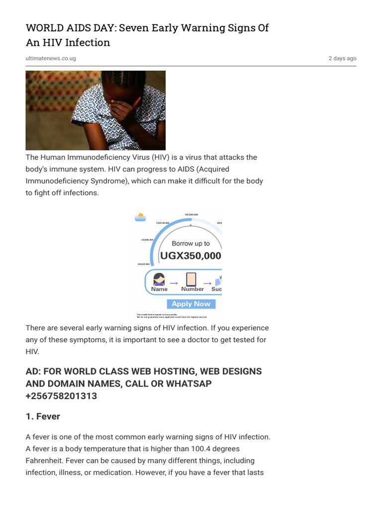 WORLD AIDS DAY - Seven Early Warning Signs of An HIV Infection | PDF ...
