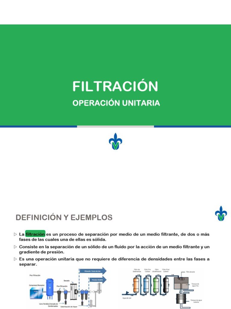 Filtración: Principios y Ejemplos | PDF | Filtración | Sólido