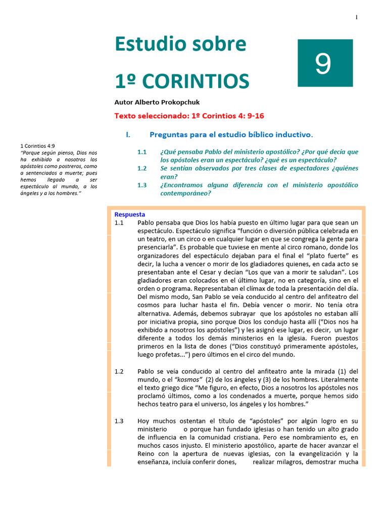 1 Corintios 09 | Descargar gratis PDF | Pablo el apóstol | Cristo (título)