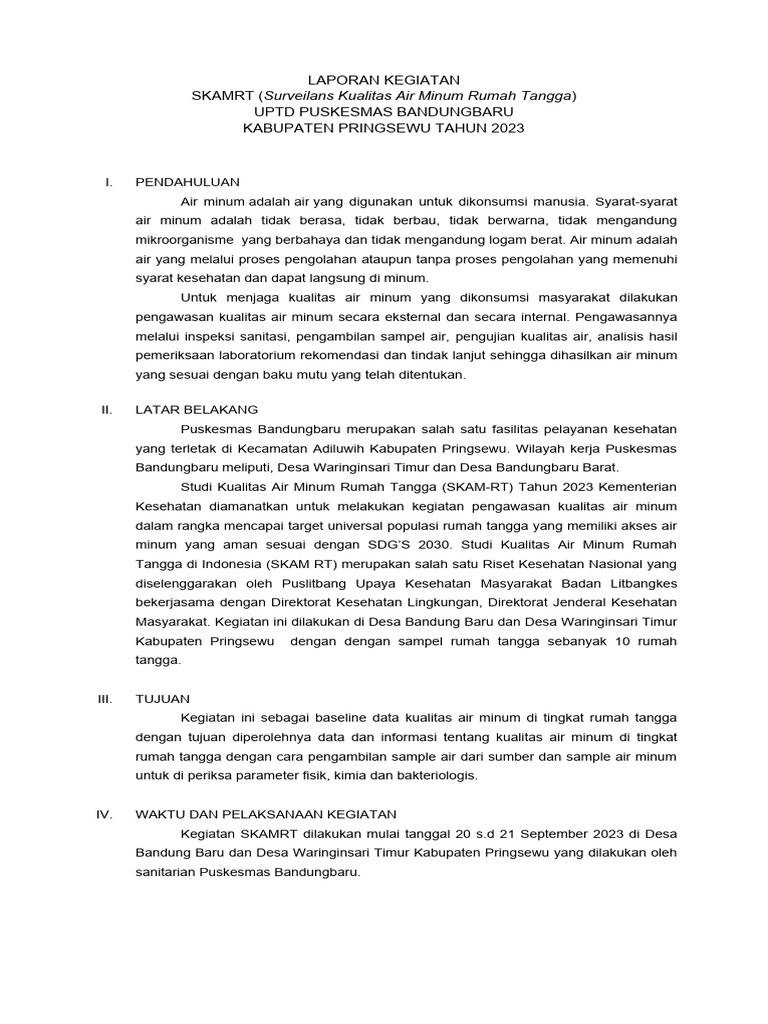 Laporan Hasil Skamrt PKM BB Tahun 2023 | PDF