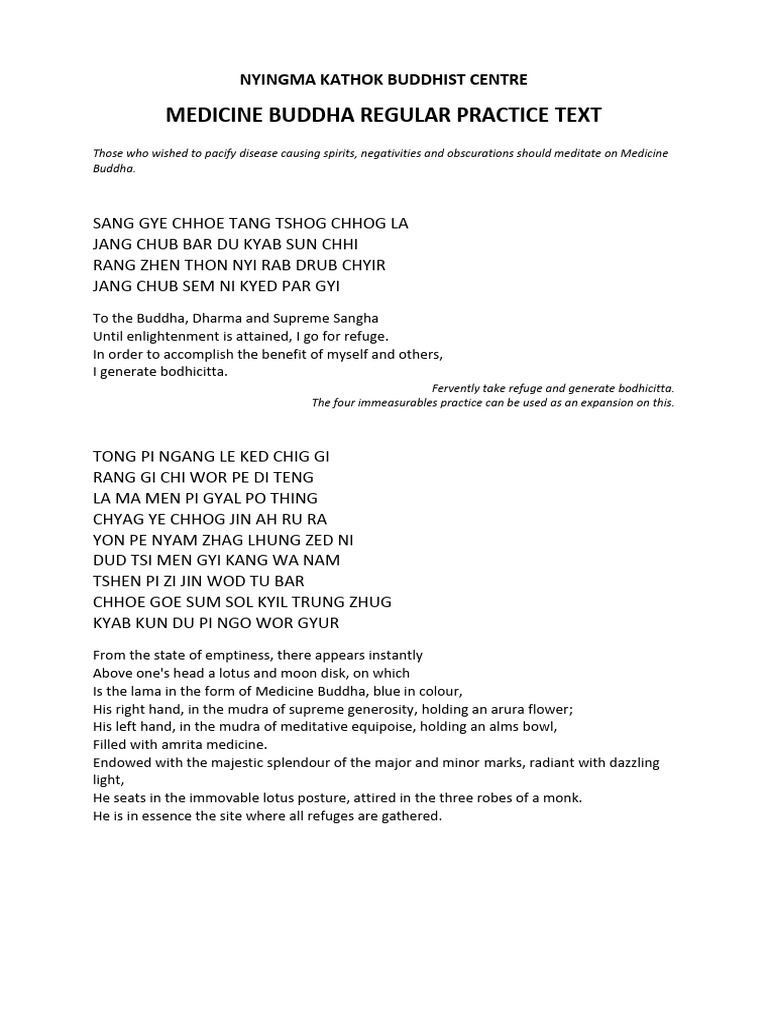 Medicine Buddha Text v2 | PDF | Eastern Philosophy | Vajrayana