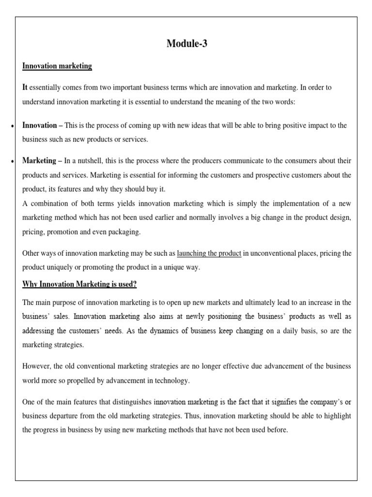 Innovation Marketing and Strategic Growth | PDF | Innovation | New ...