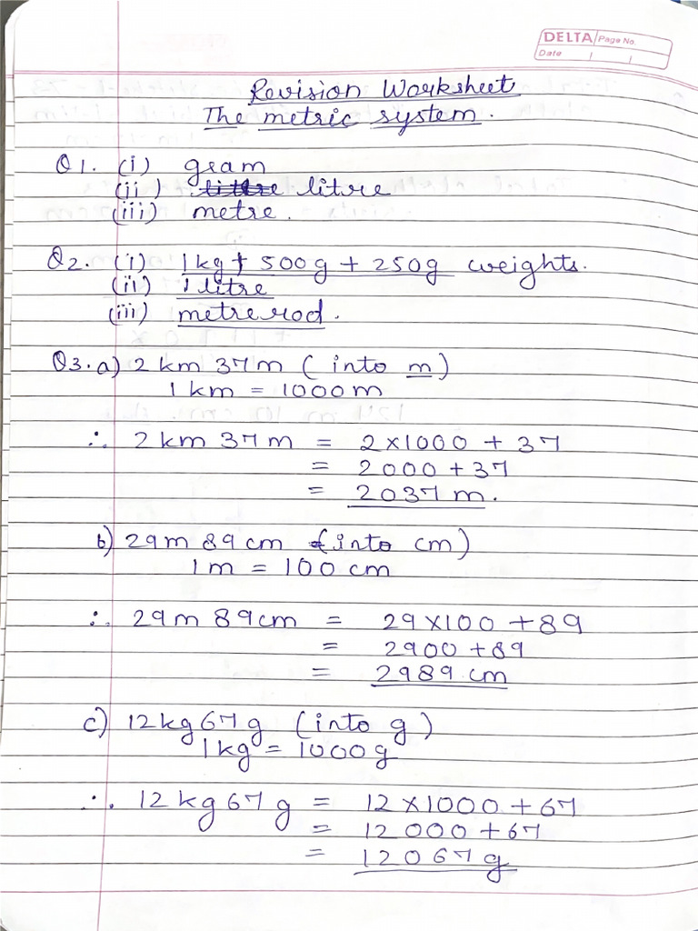 Answers To The Metric System | PDF