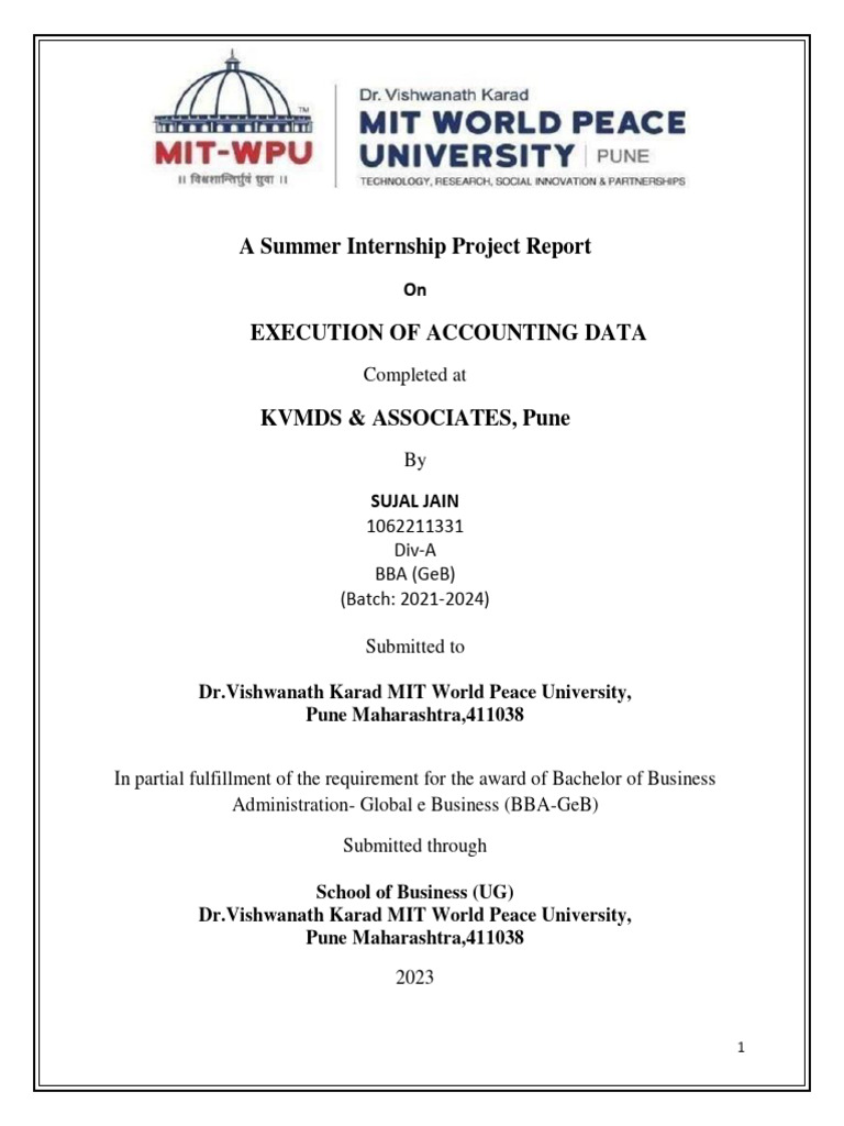 Sujal Jain Internship Report | PDF | Audit | Accounting