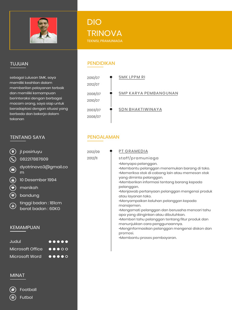 CV Dio Background Merah | PDF | Bisnis