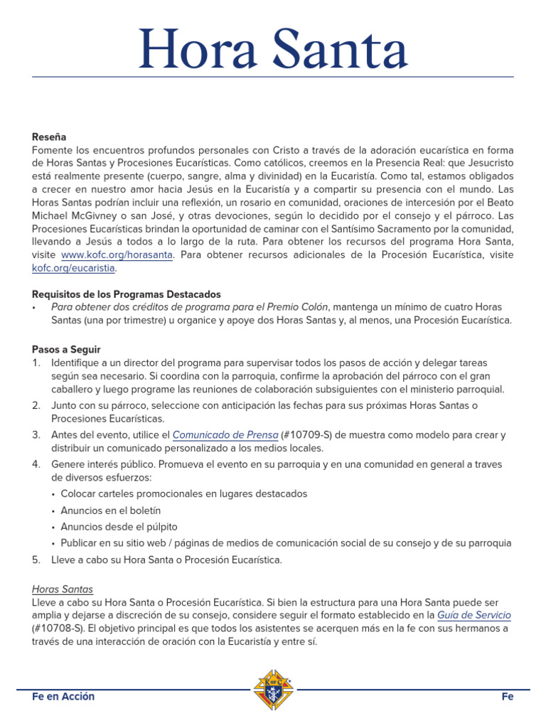 Guía para Horas Santas y Procesiones | PDF | eucaristía | Adoración Cristiana Y Liturgia