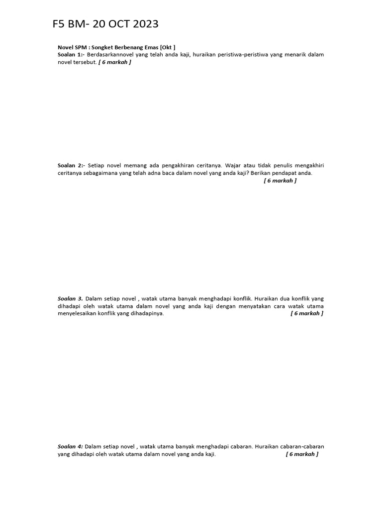 Novel SPM - Okt 2023 Ting5 - 104558 | PDF