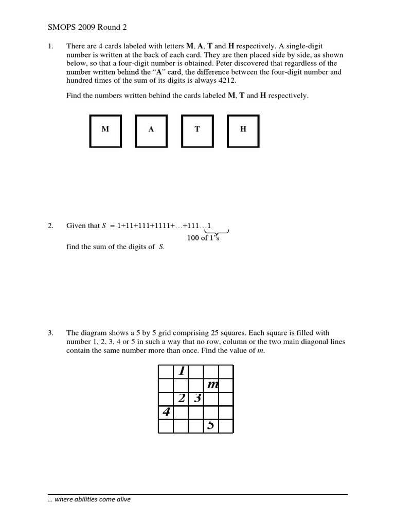 APMOPS 2009 B - Student | PDF