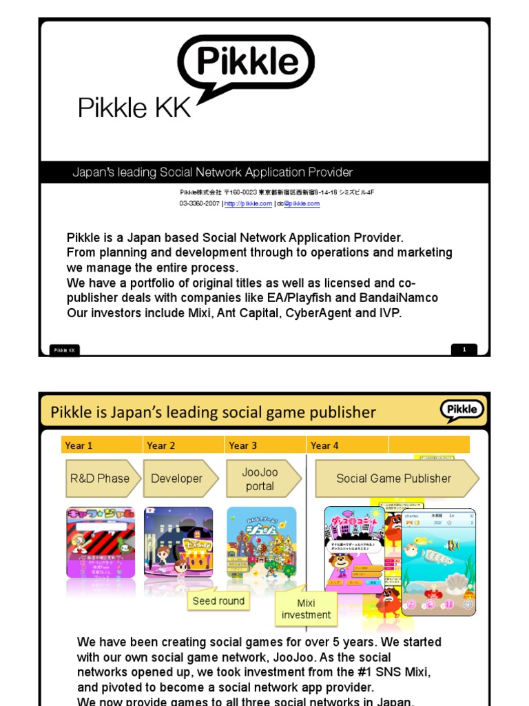 Pikkle KK: Japan's Leading Social Network Application Provider | PDF ...