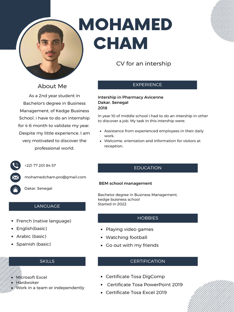 CV de Mohamed Cham en Anglais | PDF