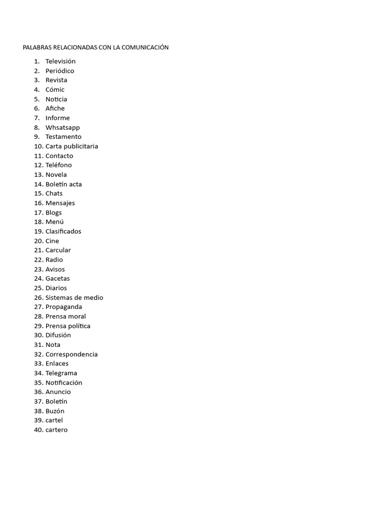 Palabras de Comunicacion | PDF