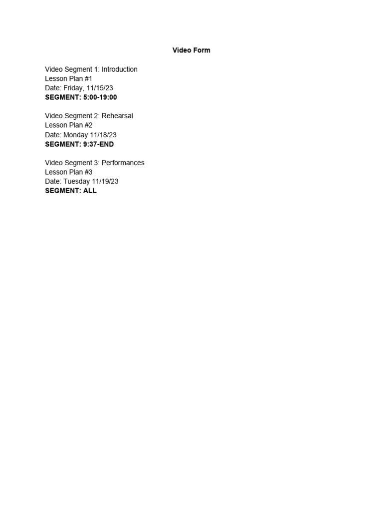 Video Form | PDF