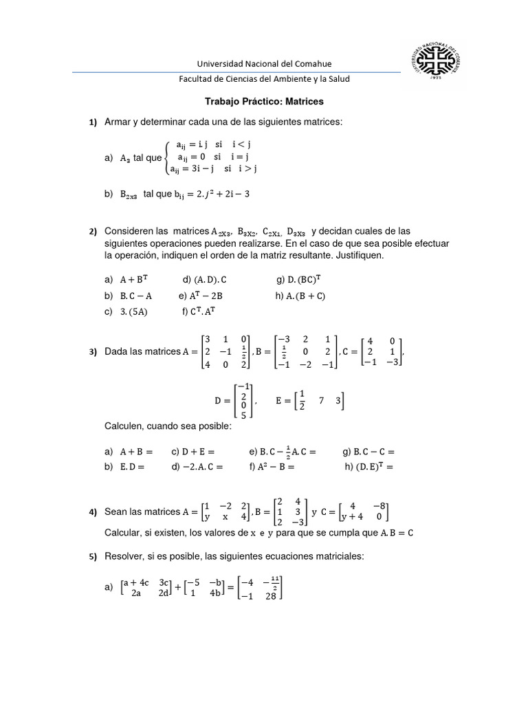 Matrices | PDF | Matriz (Matemáticas) | Funciones y mapeos