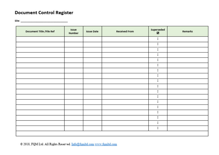 Document Control Register | PDF