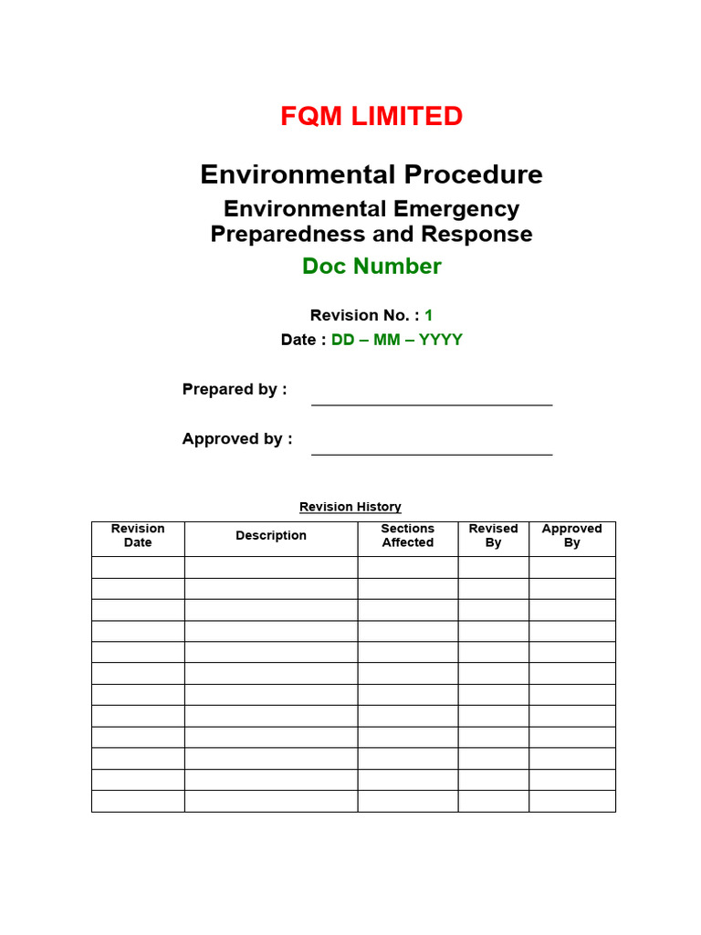 Environmental Emergency Response Procedure | PDF | Emergency ...