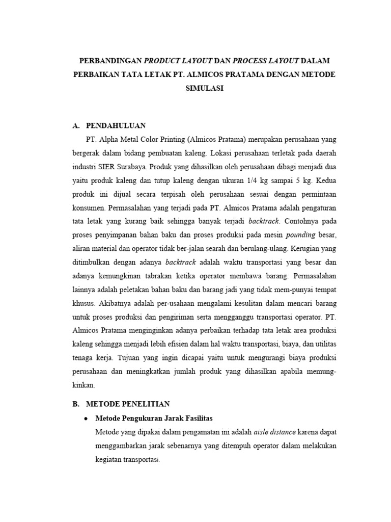 Resume PERBANDINGAN PRODUCT LAYOUT DAN PROCESS LAYOUT DALAM PERBAIKAN ... Resume PERBANDINGAN PRODUCT LAYOUT DAN PROCESS LAYOUT DALAM PERBAIKAN ...