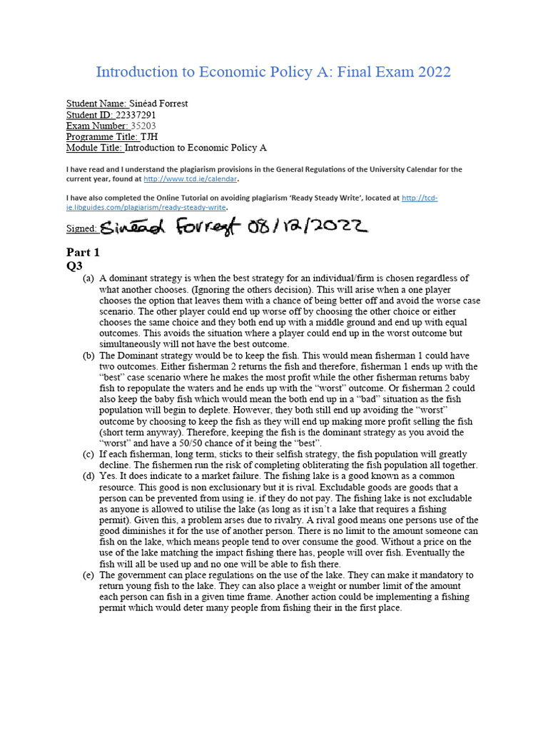 Econ Final Exam | PDF | Economic Equilibrium | Demand