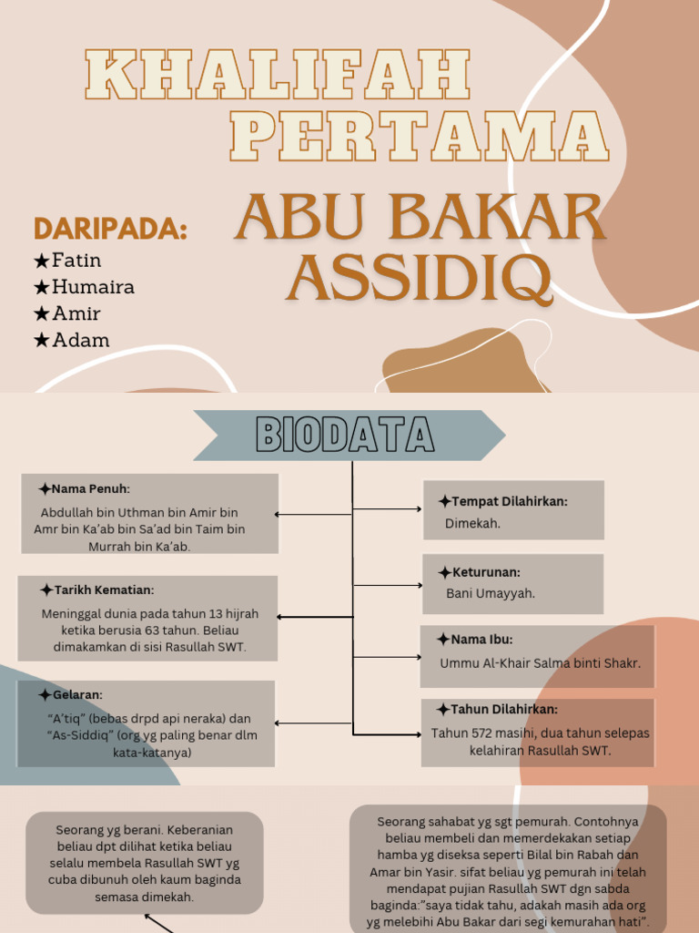 Pendidikan Islam - Khalifah Pertama Abu Bakar As-Siddiq | PDF