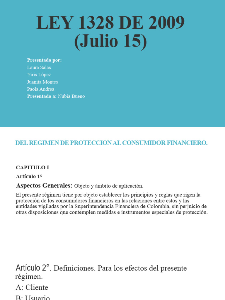 LEY 1328 de 2009yiris | PDF | Los consumidores | Protección al Consumidor