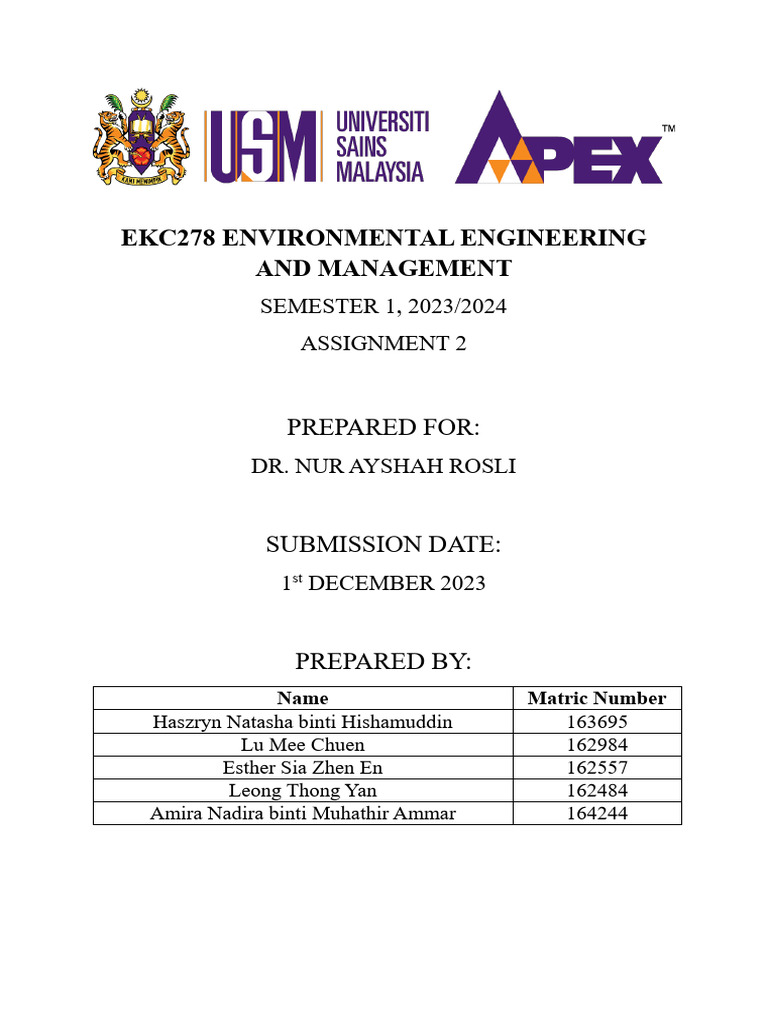 Environmental Assignment 2 Final | PDF | Sewage Treatment | Ion Exchange