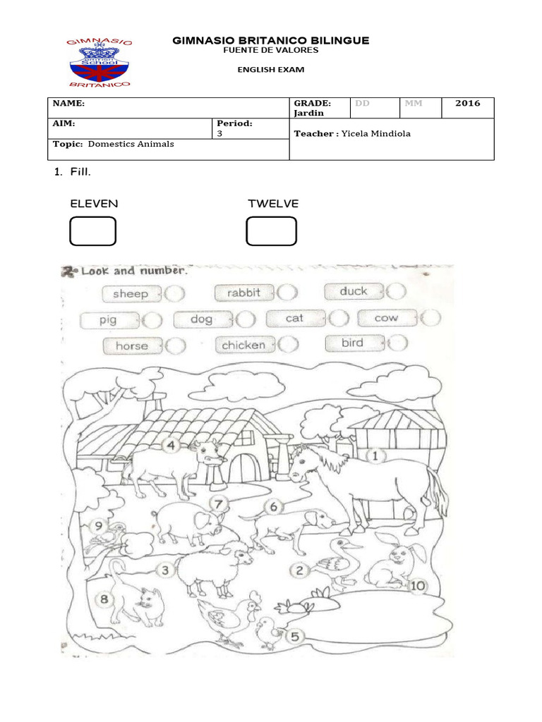 Examen De Inglés Preescolar Pdf