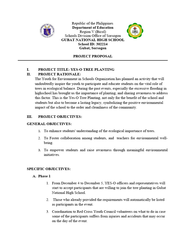 YES-O Tree Planting Proposal | PDF | Natural Environment
