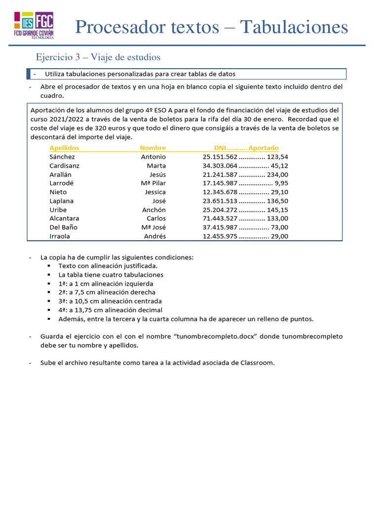 3 Formato Párrafo - Tabulaciones | PDF