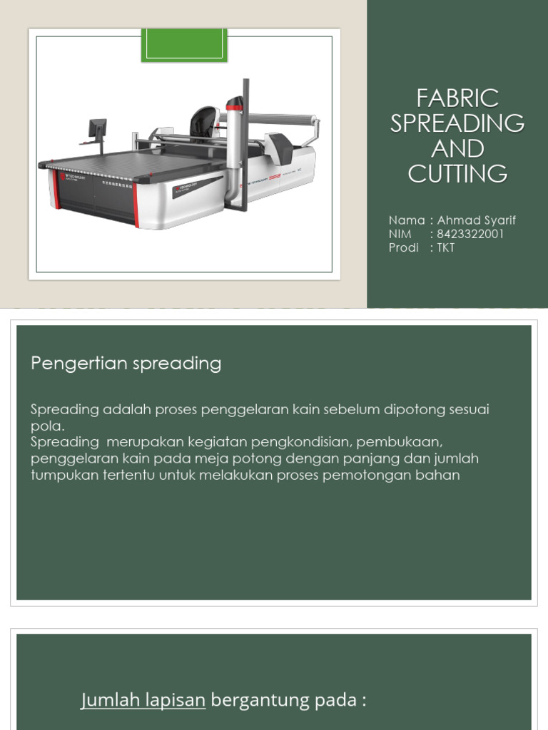 AHMAD SYARIF - 8423322001 - Fabric Spreading and Cutting | PDF