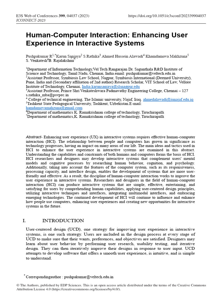 Human-Computer Interaction Enhancing User Experien | PDF | Human ...